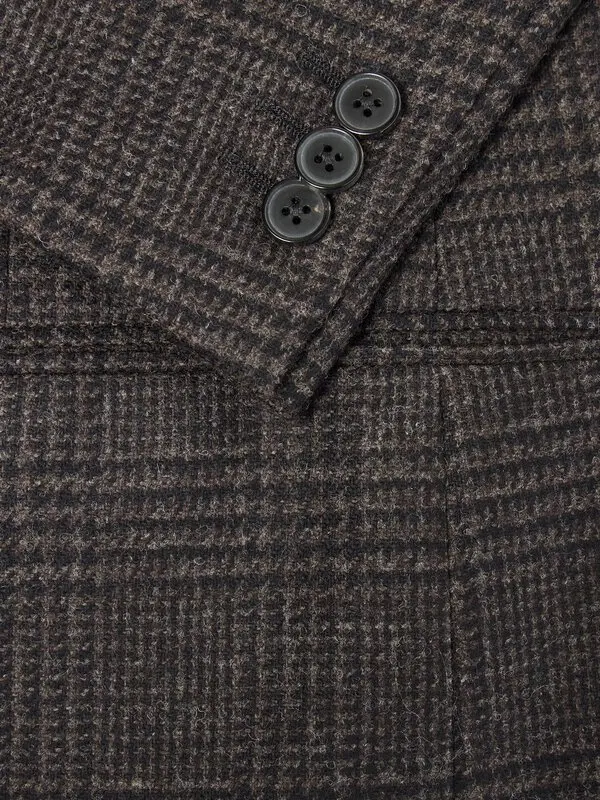 Husbands Double-breasted Prince Of Wales Merino Wool-twill Blazer