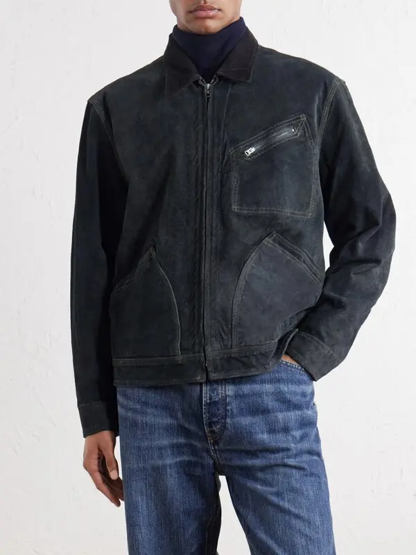 Ralph Lauren Chrysler Corduroy-trimmed Suede Jacket