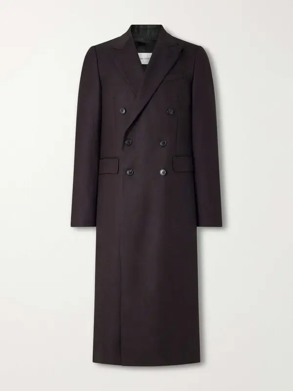 Dries Van Noten Double-breasted Herringbone Wool Coat - Brown