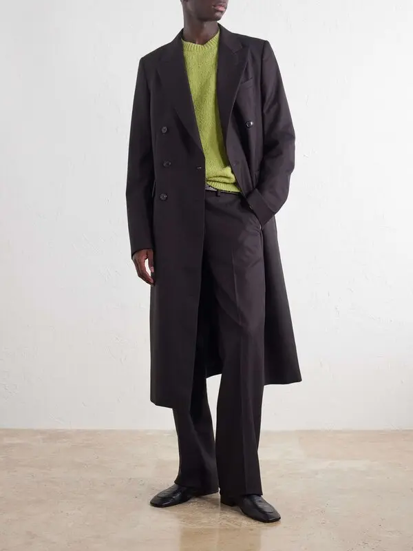 Dries Van Noten Double-breasted Herringbone Wool Coat