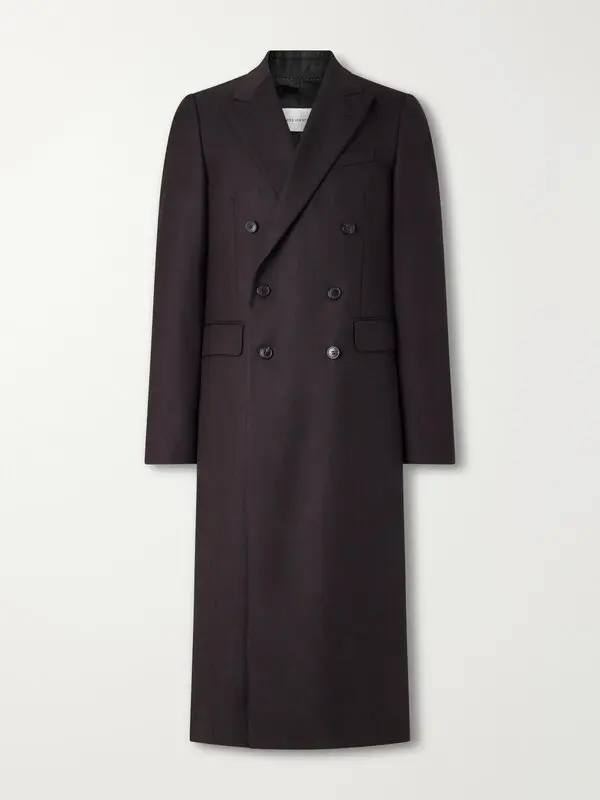 Dries Van Noten Double-breasted Herringbone Wool Coat - Brown