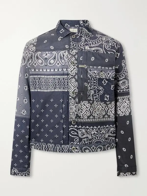 Kapital Bandana-print Patchwork Cotton Overshirt - Blue