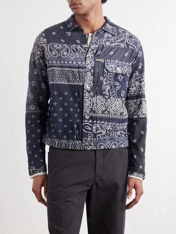 Kapital Bandana-print Patchwork Cotton Overshirt - Blue