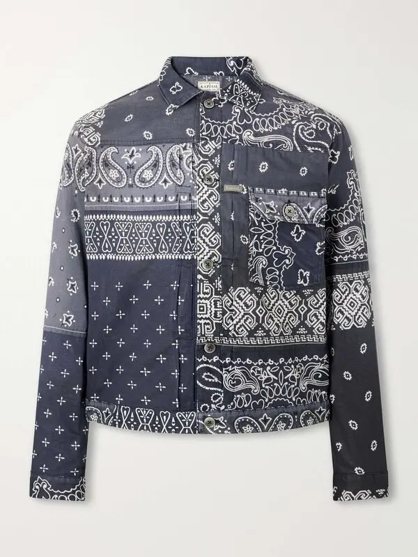 Kapital Bandana-print Patchwork Cotton Overshirt - Navy