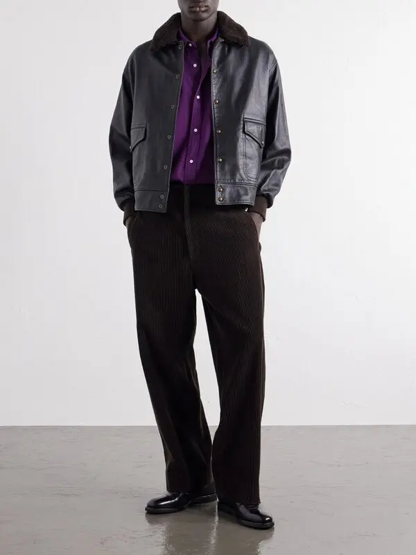 A.PRESSE Shearling-trimmed Leather Jacket