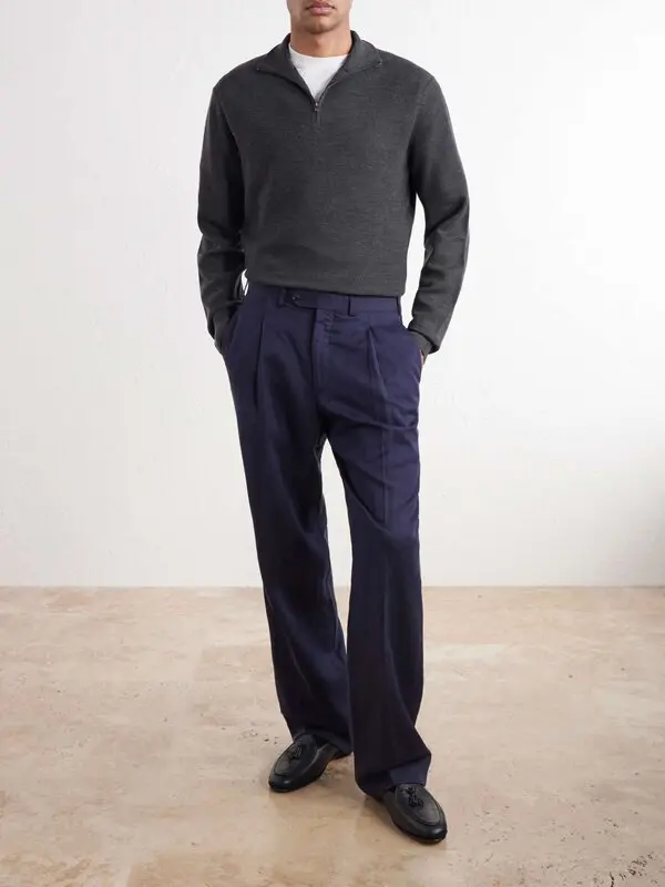 Ralph Lauren Purple Label Wool-piqué Half-zip Sweater