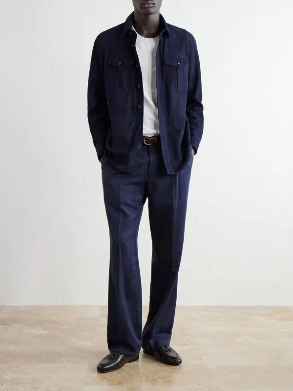 Ralph Lauren Purple Label Barrow Suede Overshirt - Blue