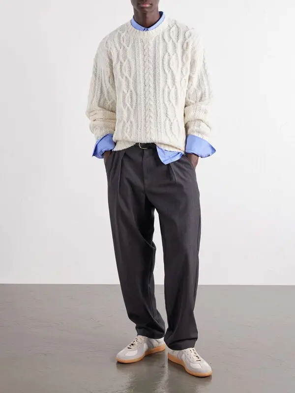 Officine Générale Remy Cable-knit Wool-blend Bouclé Sweater - Cream