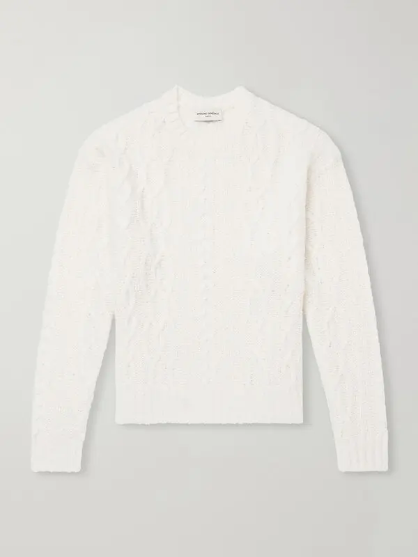 Officine Générale Remy Cable-knit Wool-blend Bouclé Sweater - Neutrals