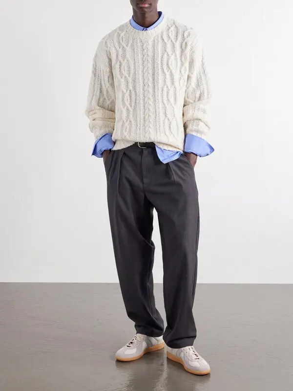 Officine Générale Remy Cable-knit Wool-blend Bouclé Sweater - Neutrals