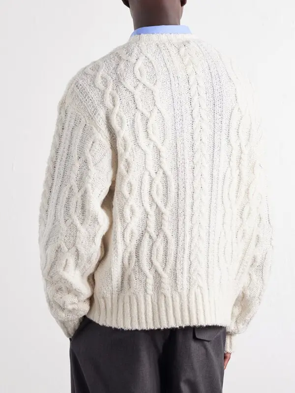 Officine Générale Remy Cable-knit Wool-blend Bouclé Sweater - Neutrals