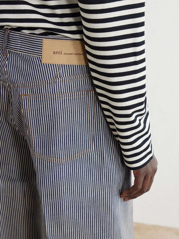 AMI Paris Wide-leg Striped Jeans