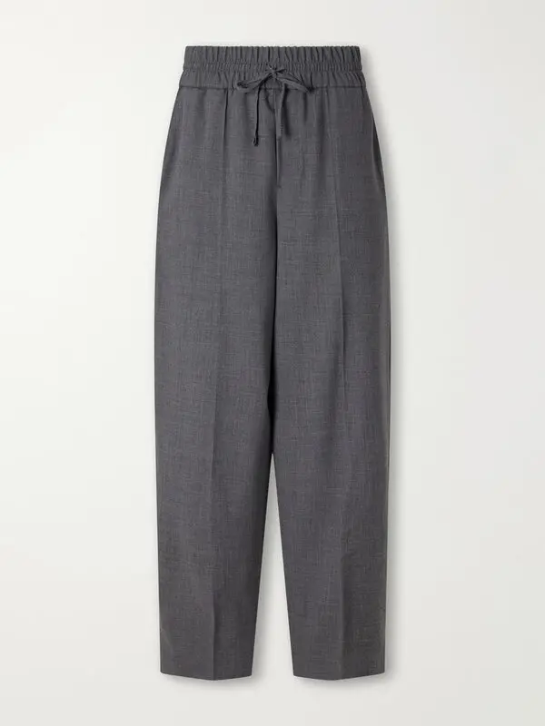 AMI Paris Wide-leg Virgin Wool Trousers - Gray