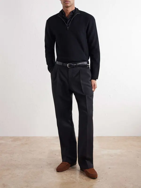 Ralph Lauren Purple Label Wool-piqué Half-zip Sweater