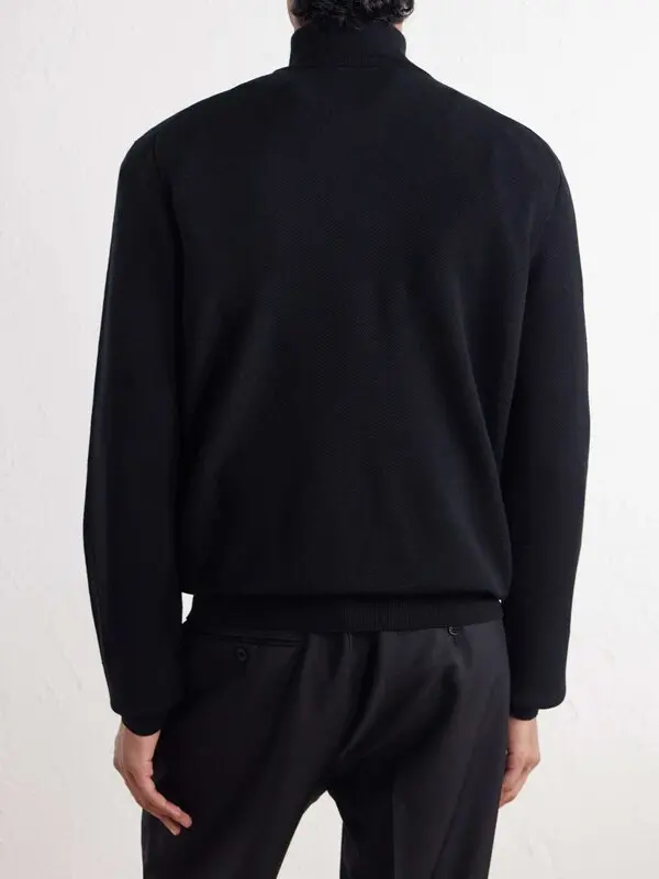 Ralph Lauren Purple Label Wool-piqué Half-zip Sweater