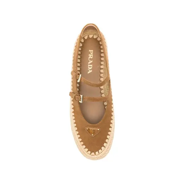 Prada Camel Suede Ballerinas