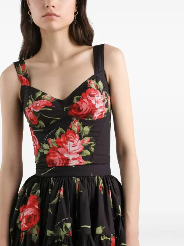 Dolce & Gabbana Rose Bouquet Print Bustier Top