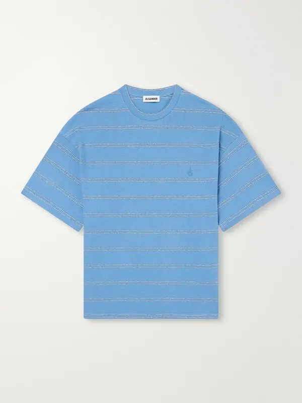 JIL SANDER Logo-embroidered Striped Cotton-jersey T-shirt