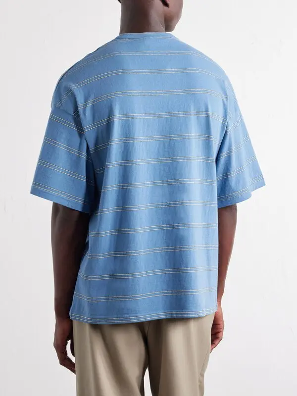 JIL SANDER Logo-embroidered Striped Cotton-jersey T-shirt