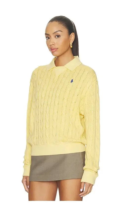 Polo Ralph Lauren Cotton Long Sleeve Polo Knit Collar Polo In Yellow