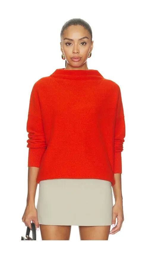 Vince Boiled Funnel Neck Pullover Sweater In Orange