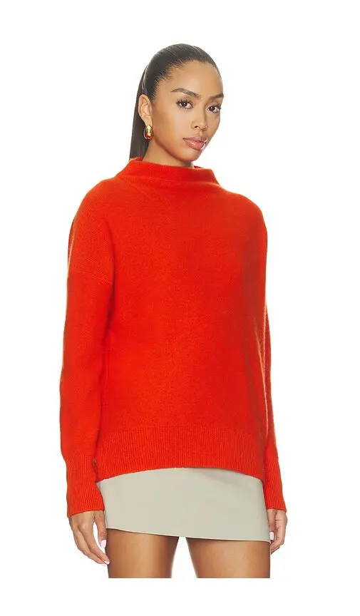 Vince Boiled Funnel Neck Pullover Sweater In Orange