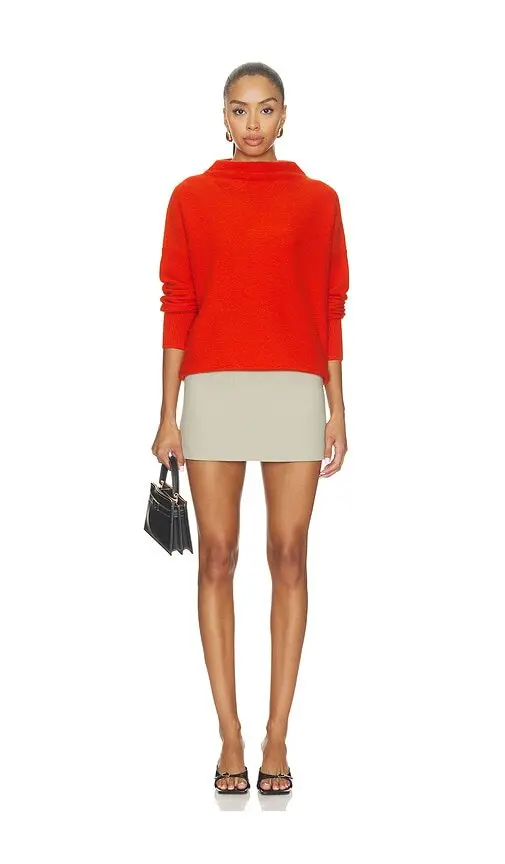 Vince Boiled Funnel Neck Pullover Sweater In Orange