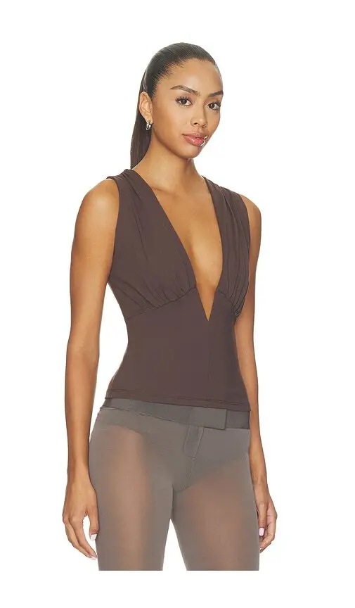Susana Monaco Low V Wire Tank In Brown - Java