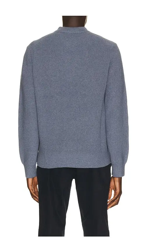 Vince Heirloom Shaker Long Sleeve Polo In Late Evening In Blue