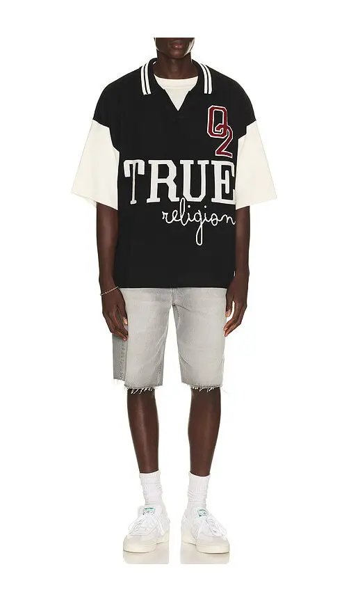 True Religion Knitted Oversized Polo In Black