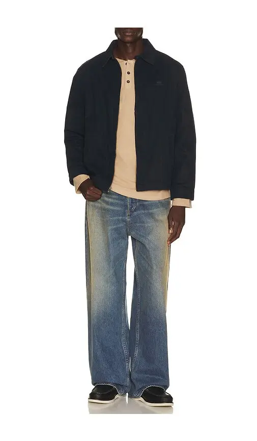 RHYTHM Vintage Terry Long Sleeve Henley In Cream