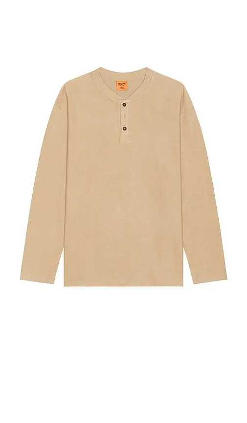 RHYTHM Vintage Terry Long Sleeve Henley In Cream