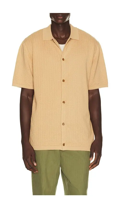 RHYTHM Textured Knit Shirt In Brown - Sand