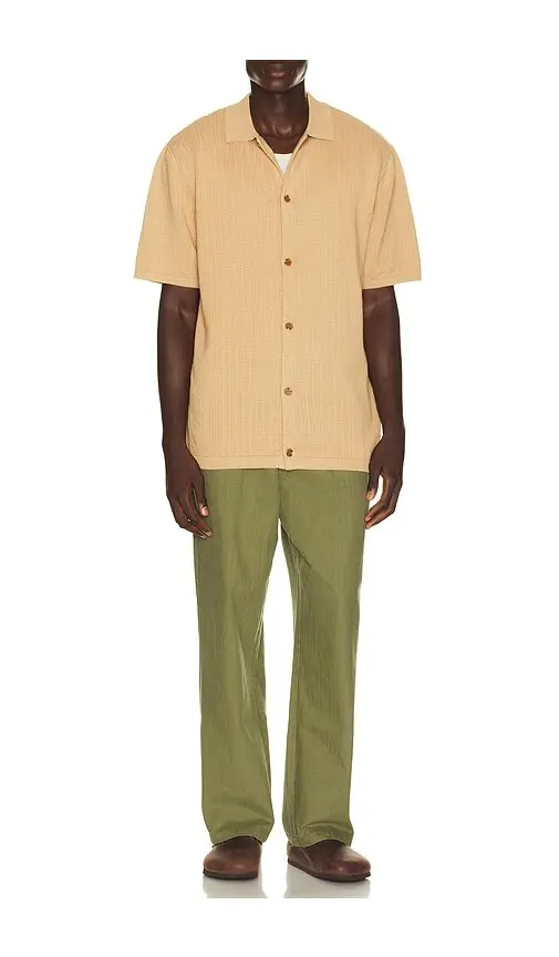 RHYTHM Textured Knit Shirt In Brown
