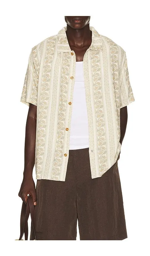 RHYTHM Paisley Stripe Shirt In White
