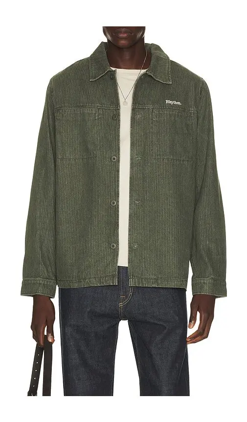 RHYTHM Harlan Long Sleeve Shirt In Green