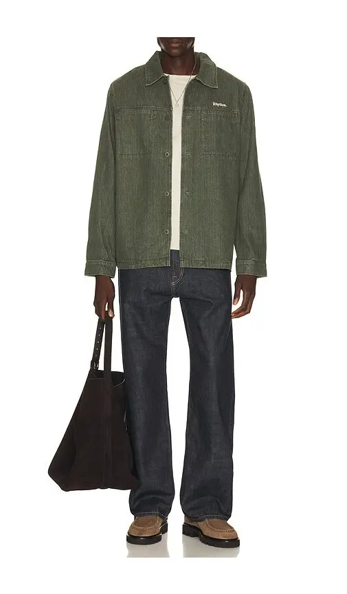 RHYTHM Harlan Long Sleeve Shirt In Green