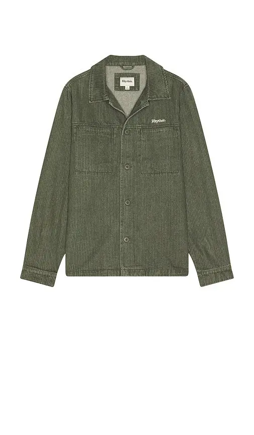 RHYTHM Harlan Long Sleeve Shirt In Green