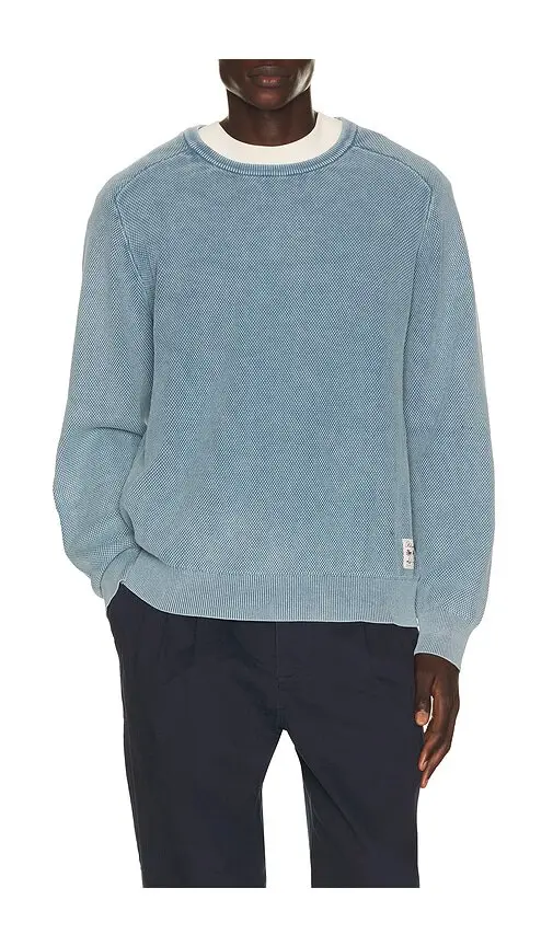 RHYTHM Polu Crew Knit Sweater In Blue