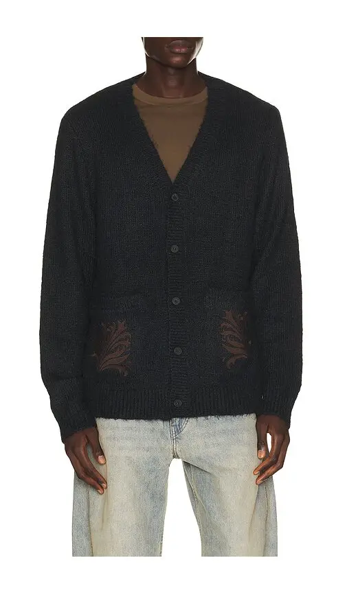 RHYTHM Heritage Bloom Cardigan In Black - Midnight