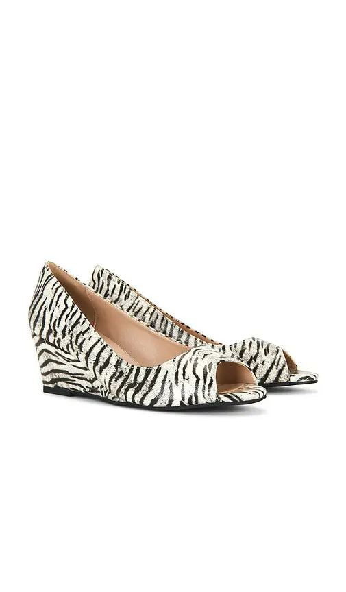 NIIHAI Open Toe Mule Wedge In Black & White - Zebra Print