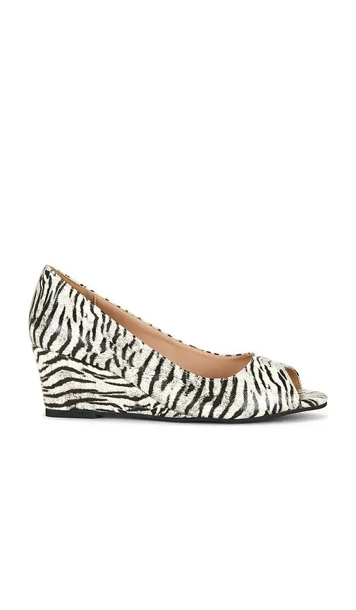 NIIHAI Open Toe Mule Wedge In Black & White
