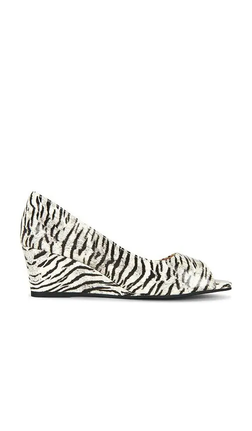 NIIHAI Open Toe Mule Wedge In Black & White