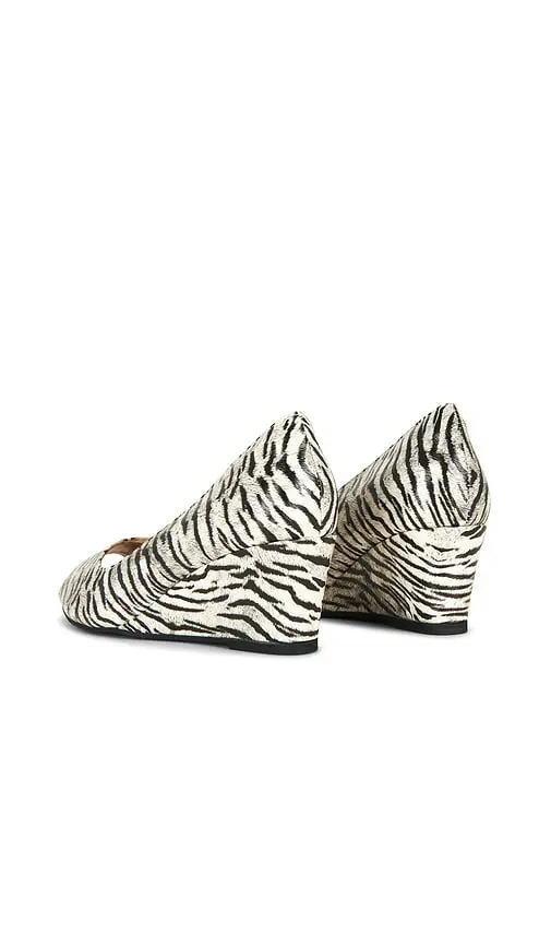 NIIHAI Open Toe Mule Wedge In Black & White