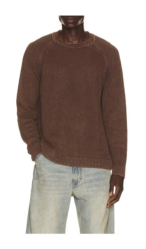 Marine Layer Garment Dye Roll Neck Sweater In Brown - Java