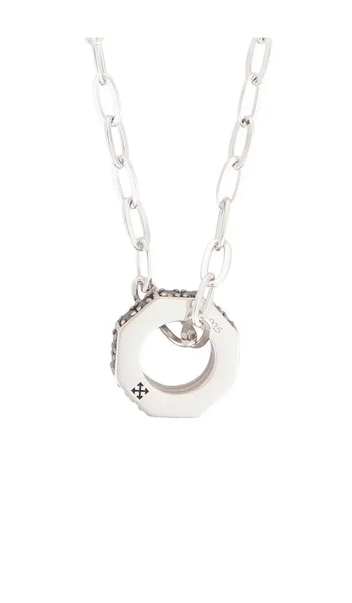 Off-White Hex Nut Chain Pendant Necklace In Metallic