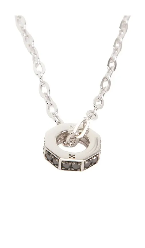 Off-White Hex Nut Chain Pendant Necklace In Metallic