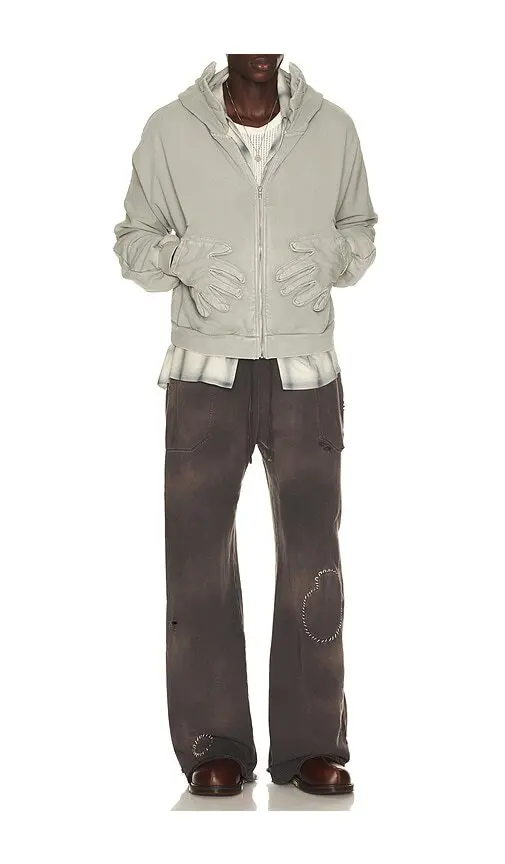 ADVISRY Glove Zip Up Hoodie In Grey