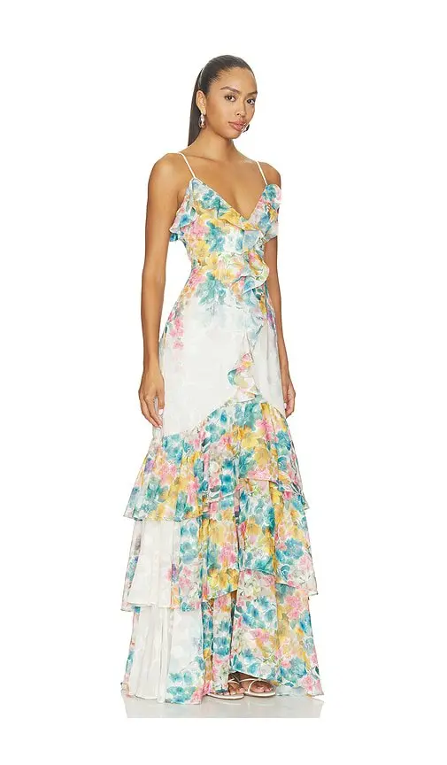 ELLIATT Clementina With Ruffle Detailing Maxi Dress In White
