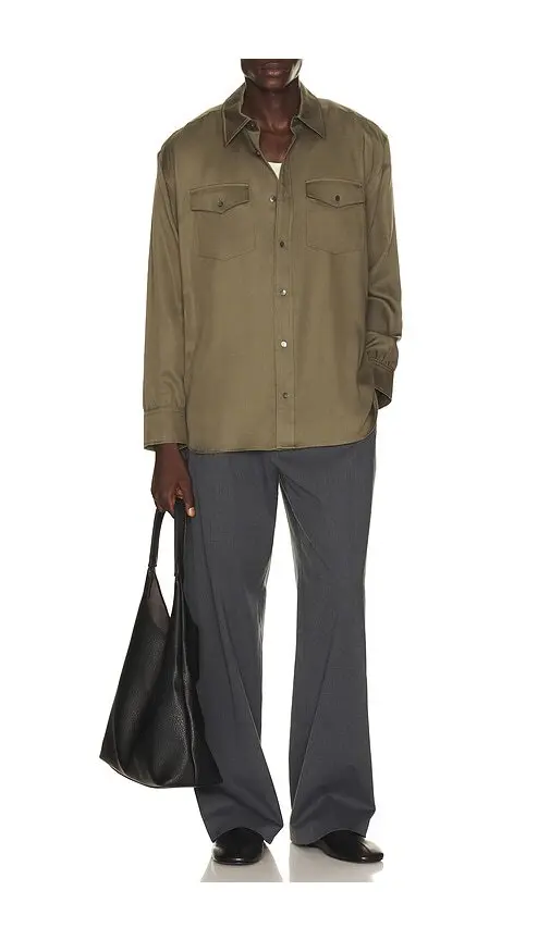 Simkhai Carter Refined Workwear Shirt In Olive